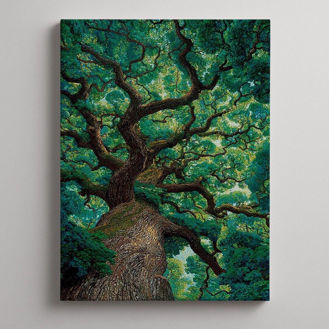 Moody Rustic Tree Printable - Dramatic Wooded Canopy, Lush Botanical ...