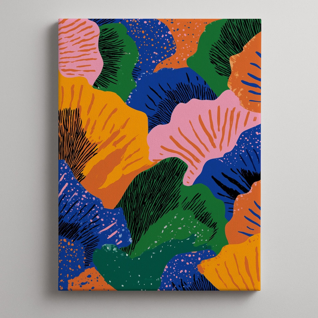 Bold Abstract Floral Pattern Printable - Colorful Modern Retro Wall Art ...