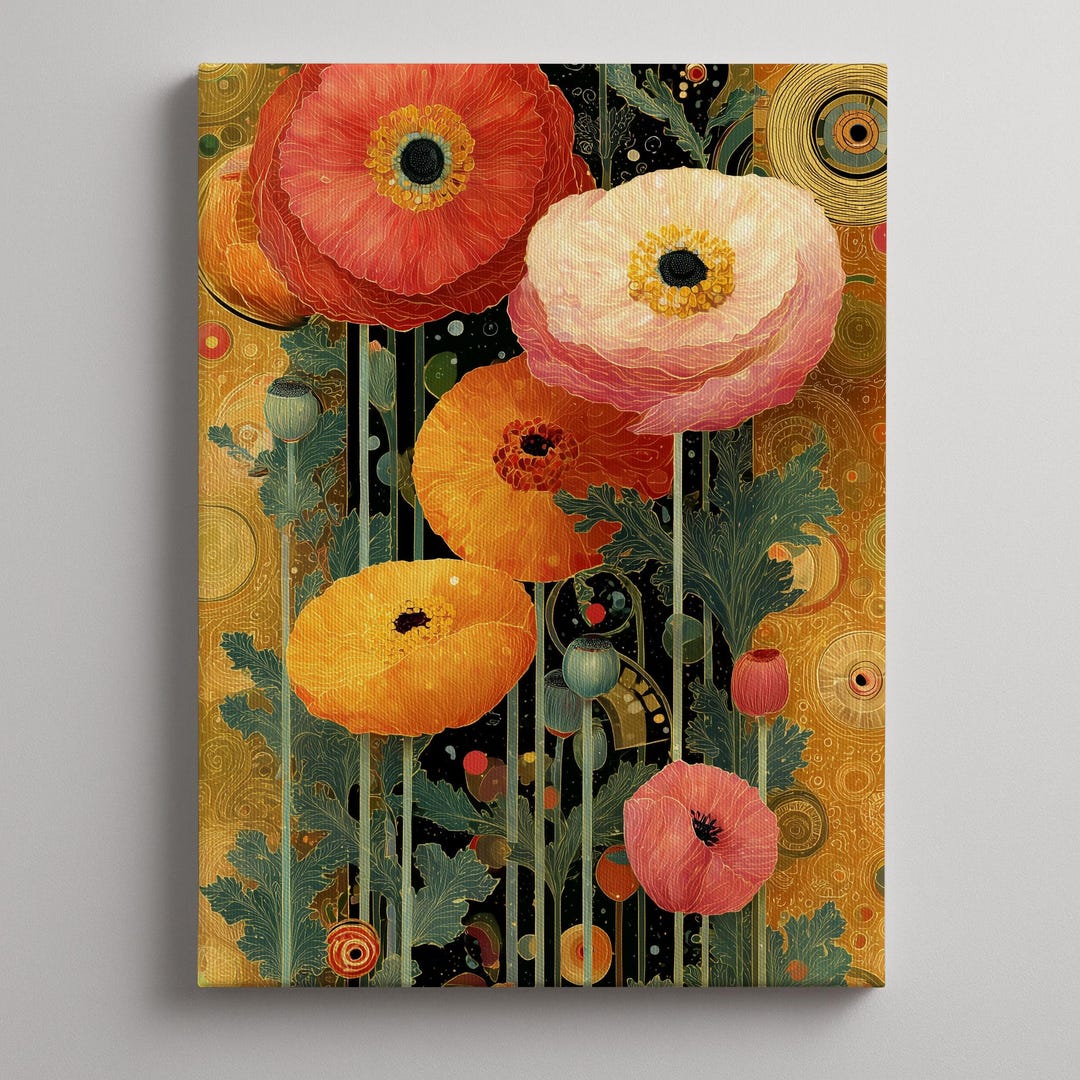 Printable Art Nouveau Floral Bloom Painting, Vintage Decorative Wall ...