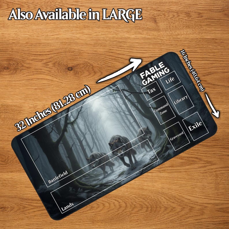 Wolf Pack MTG Playmat With Zones | Atmospheric Foggy Forest TCG Desk ...