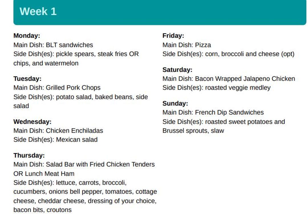 COMPLETE Two Month Dinner Meal Plan, 8 Weeks of Supper Ideas (instant ...