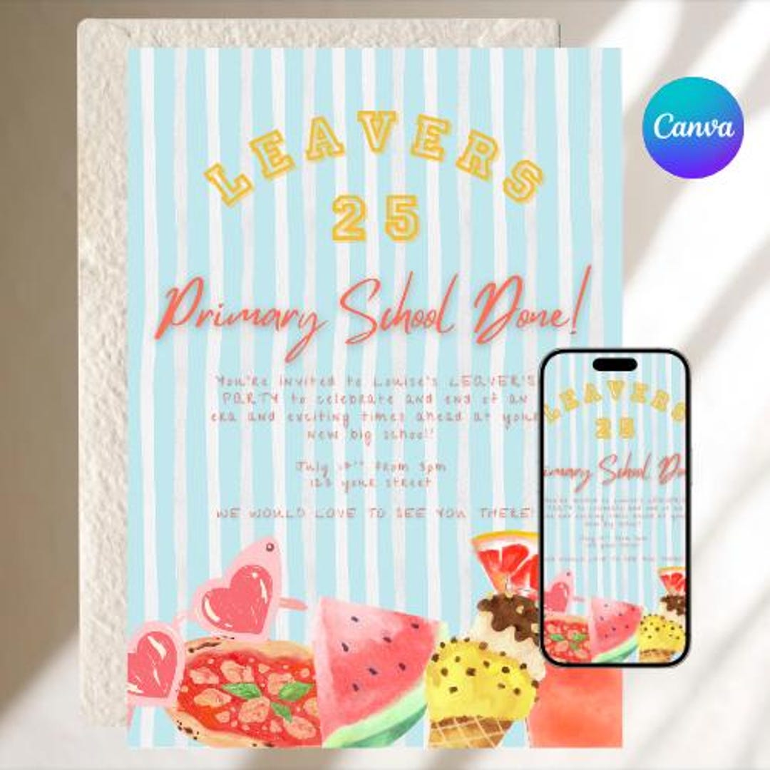 Leavers Graduation Summer Party Invitation Template. INSTANT DOWNLOAD ...