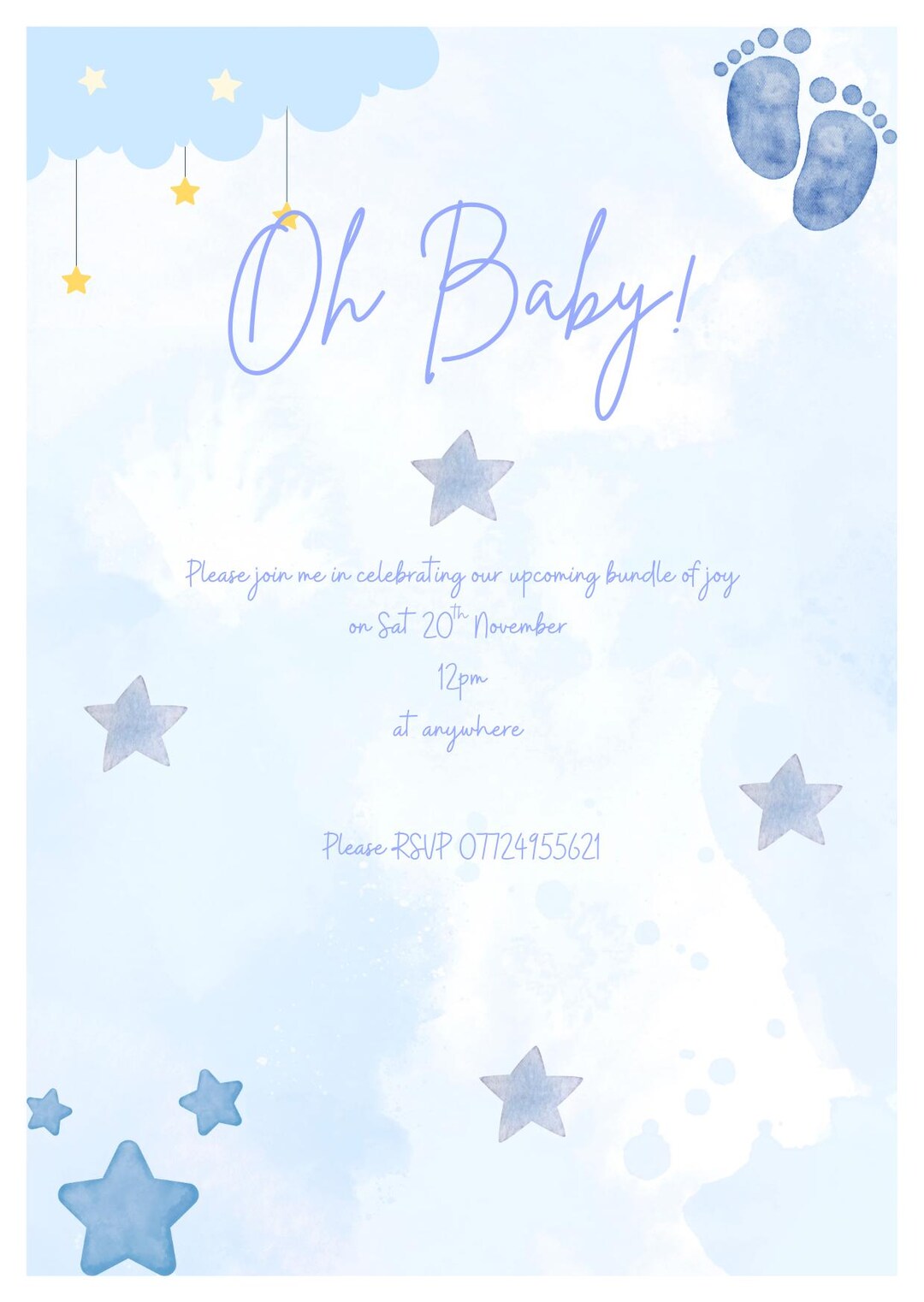 Oh Baby! Baby Shower Digital Template Invitation - Etsy
