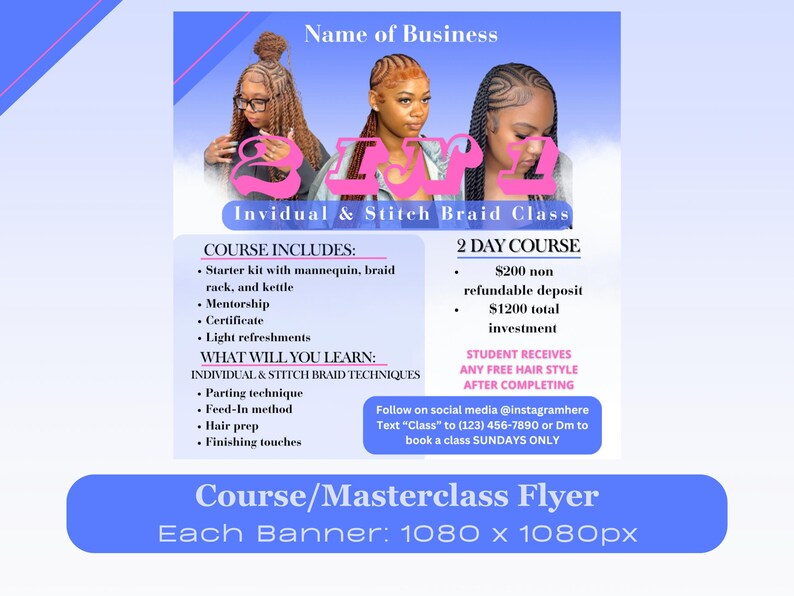 Editable Masterclass Flyer Template: Hairstylist, Nail Tech, Lash Tech ...