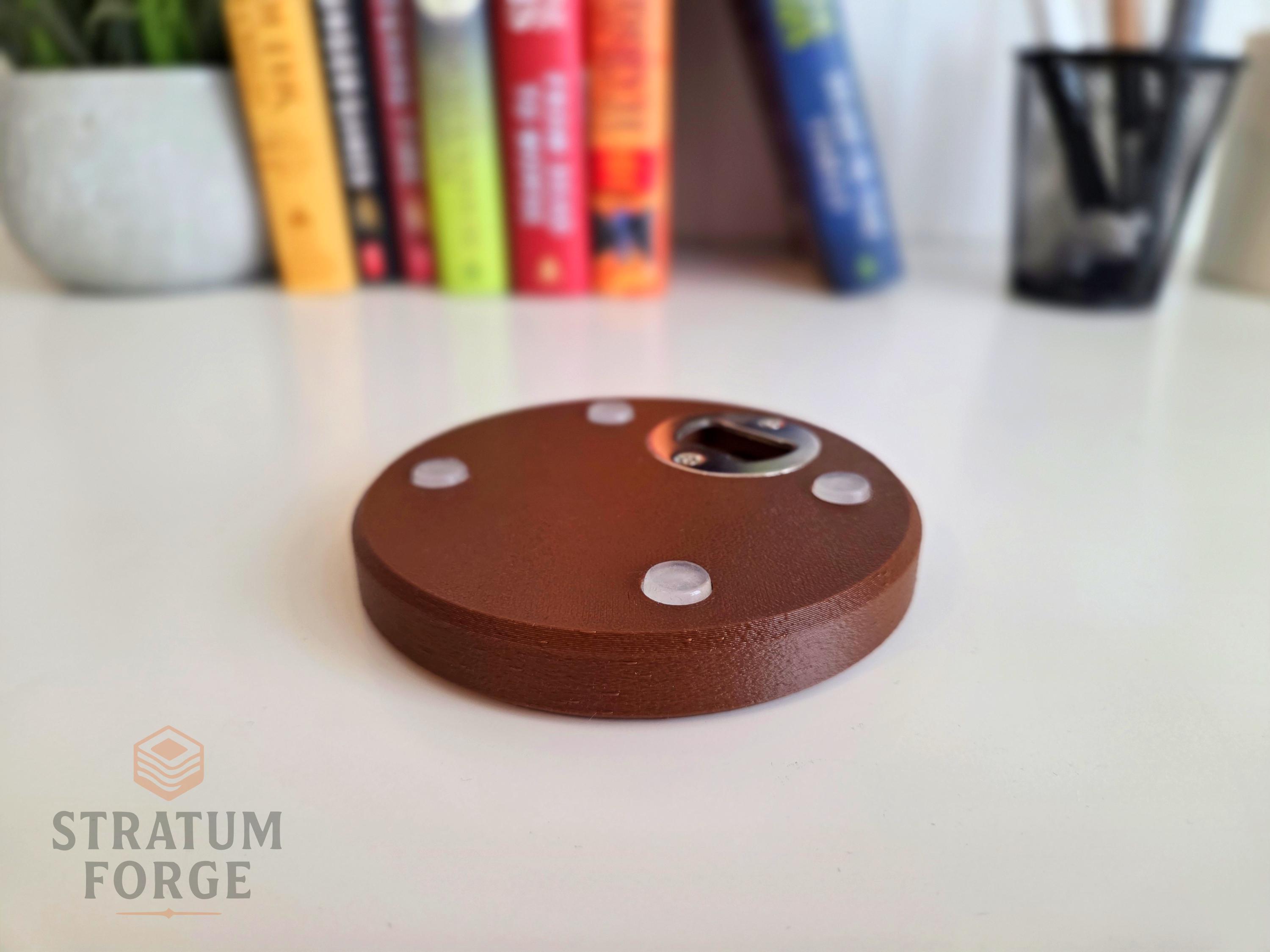 3D Printed Coaster With Bottle Opener & Magnetic Cap Catcher - Etsy