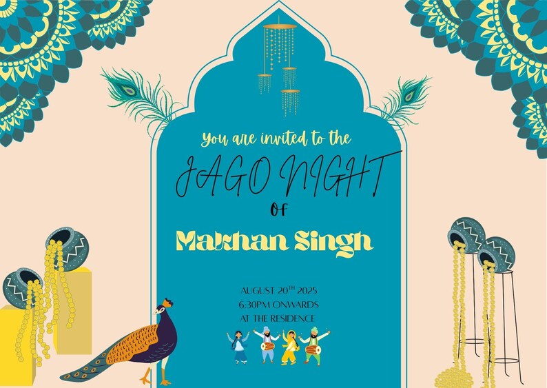 Jago Nights Indian Wedding Invitation Template, Punjabi Invitations ...