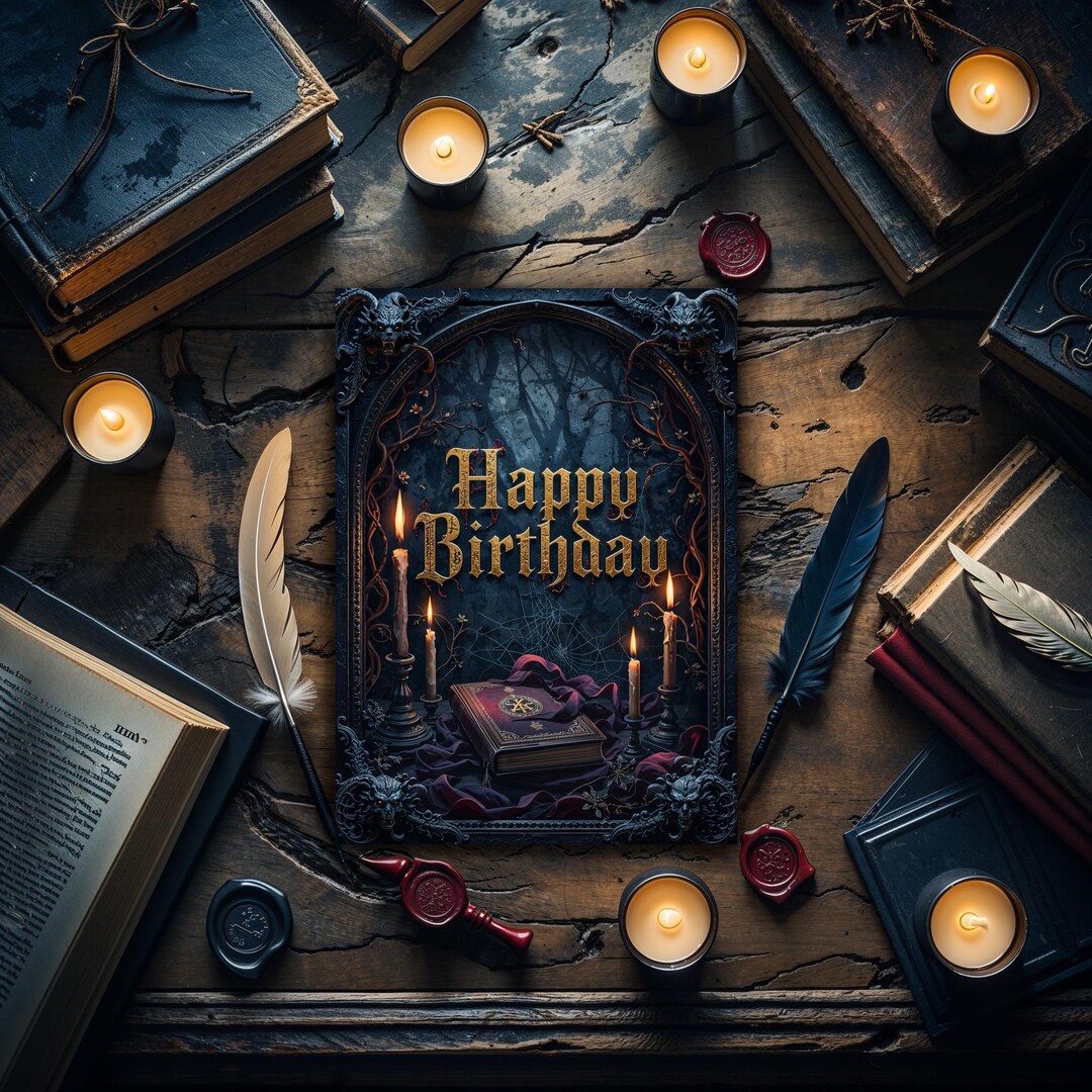 Grimoire of Shadows – Printable Birthday Card (4x6 & 5x7) | Dark ...