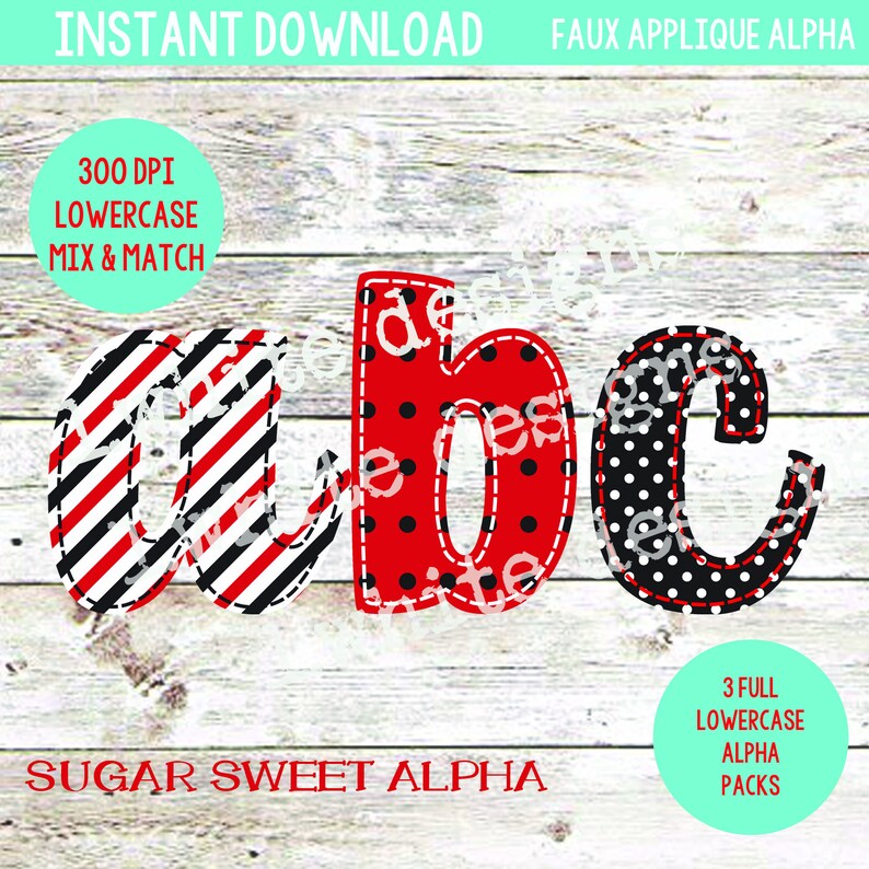 3 Full Lowercase Faux Applique Alpha Packs. Georgia Inspired - Etsy