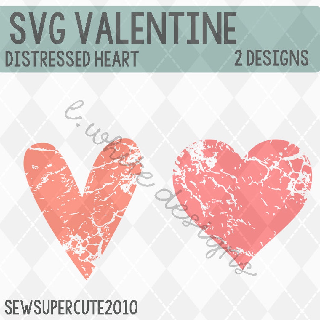 Heart Distressed With 2 Designs SVG, and PNG Cuttble File - Etsy
