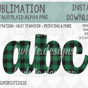 Full Lowercase A-z GREEN Buffalo Plaid Alpha Packs. A-z Individual PNG ...
