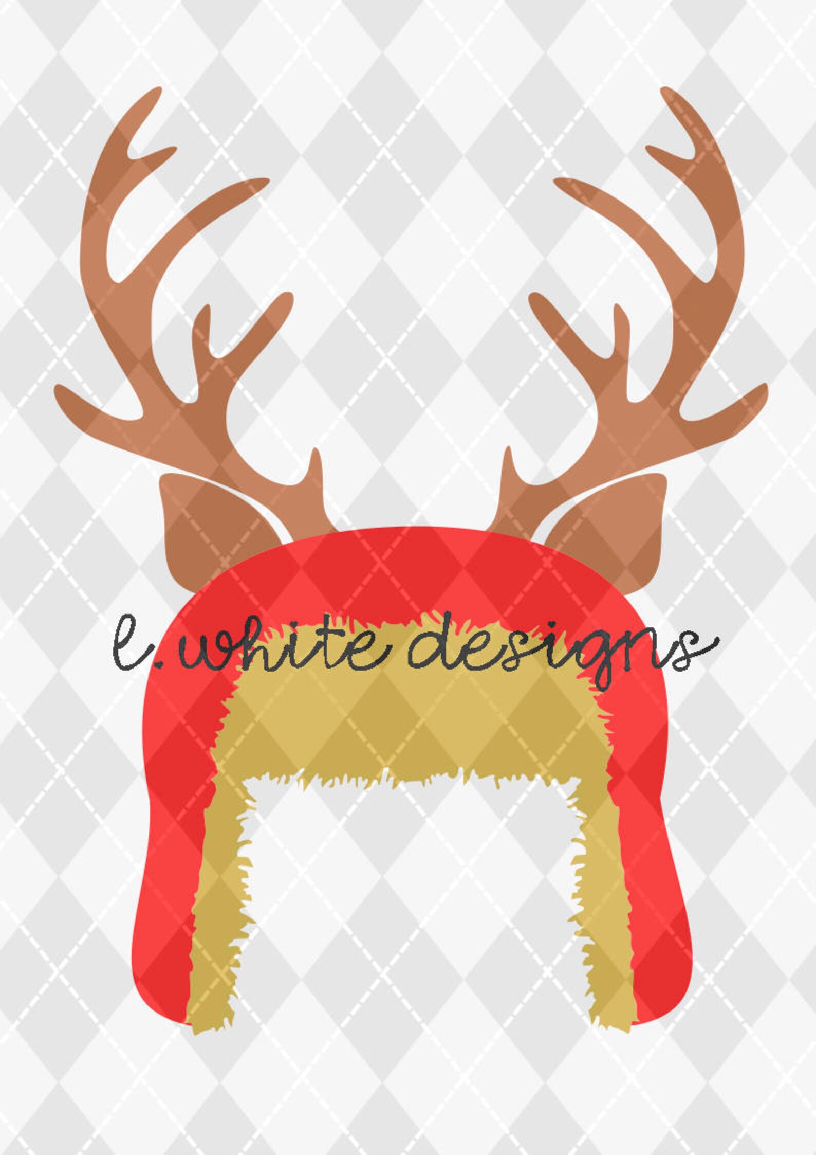 Trapper Hat Reindeer Antlers SVG STUDIO and PNG Cuttable File - Etsy