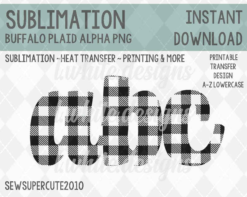 Full Lowercase A-z WHITE Buffalo Plaid Alpha Packs. A-z Individual PNG ...