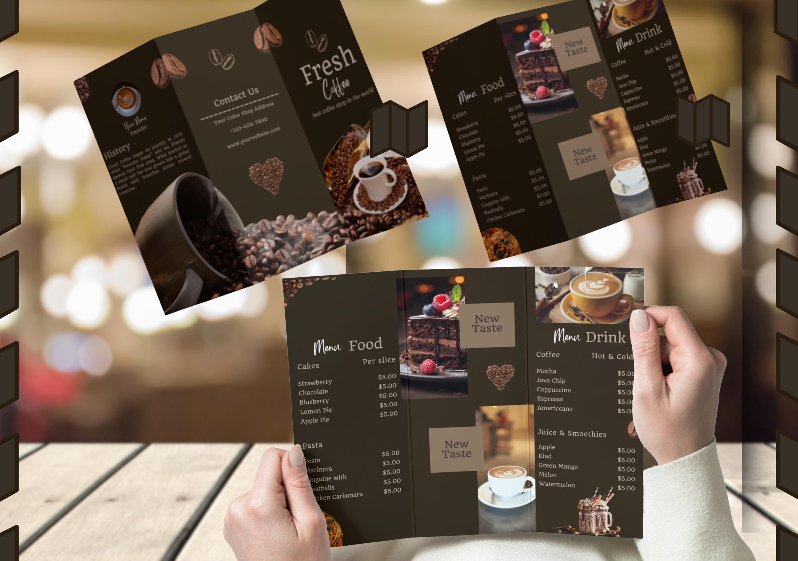 Coffee Shop Trifold Menu Template: Cafe,restaurant Menu | Canva ...