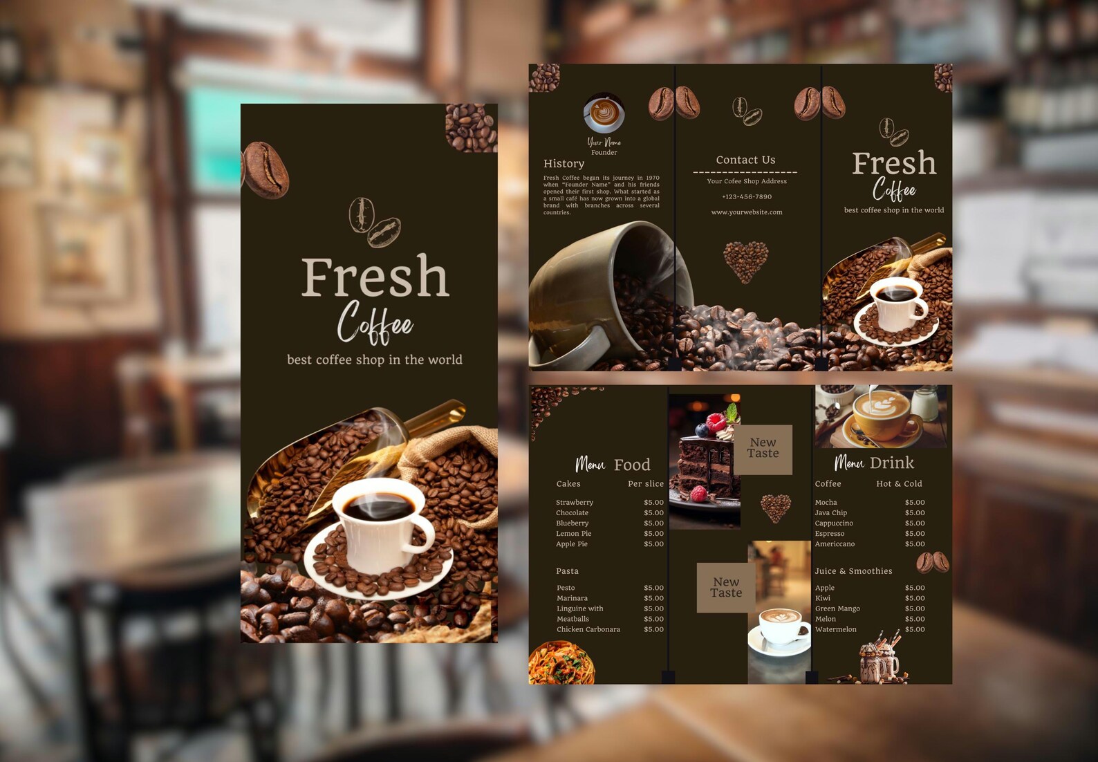 Coffee Shop Trifold Menu Template: Cafe,restaurant Menu | Canva ...