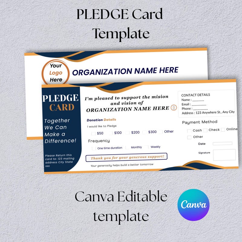 Pledge Card Templates - Etsy
