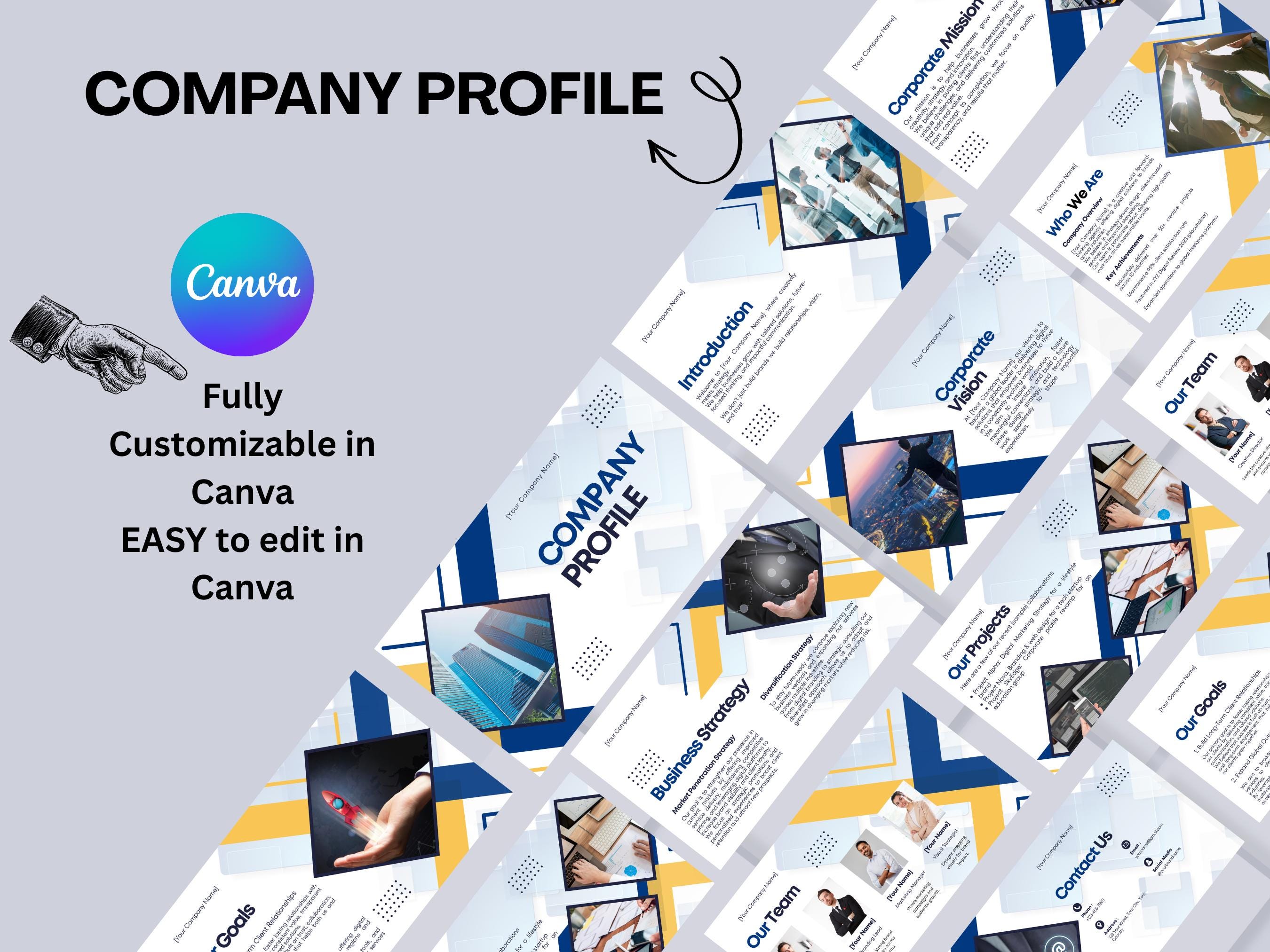 Editable Company Profile Template: Canva Business Portfolio (PDF ...