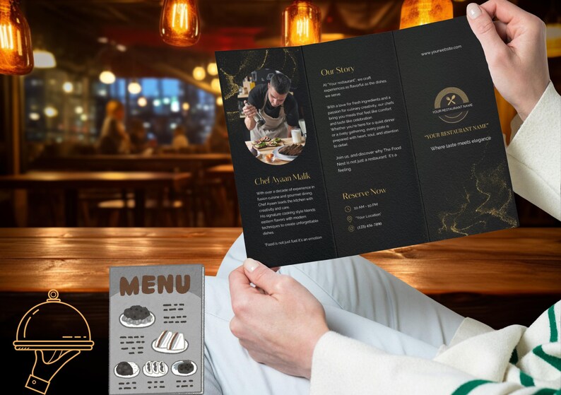 Restaurant Menu Trifold Template, Fully Editable Food Menu Brochure, Printable Food Pricing Menu ...