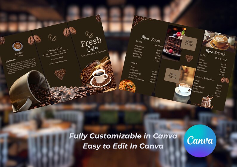 Coffee Shop Trifold Menu Template: Cafe,restaurant Menu | Canva ...
