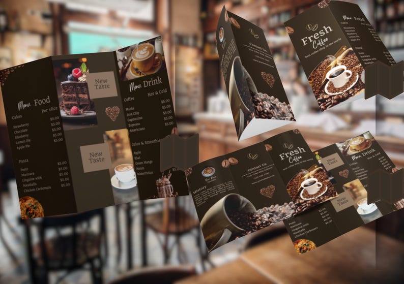 Coffee Shop Trifold Menu Template: Cafe,restaurant Menu | Canva ...