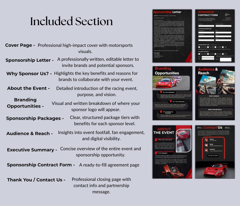 Motorsport Sponsorship Proposal | Car Racing Sponsor Package | Event ...