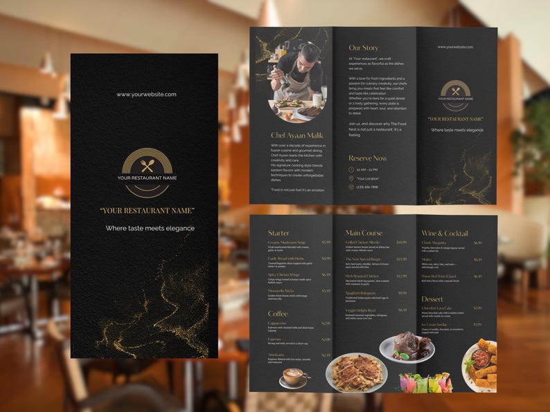 Restaurant Menu Trifold Template, Fully Editable Food Menu Brochure, Printable Food Pricing Menu ...