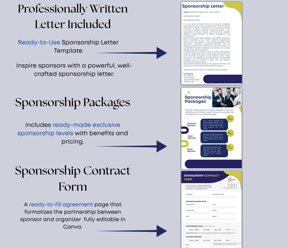 Event Sponsorship Proposal | Editable Canva Pitch Deck | Non Profit ...