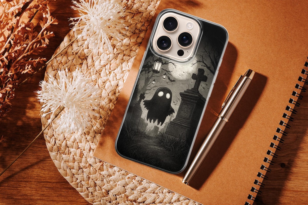 Cute Ghost Phone Case Dark Spooky Cover for iPhone 17 Pro 15, 14, 13 ...