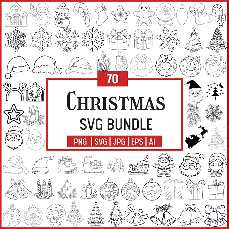 Christmas SVG Clipart Bundle: Cricut Cut Files, Commercial Use (digital ...
