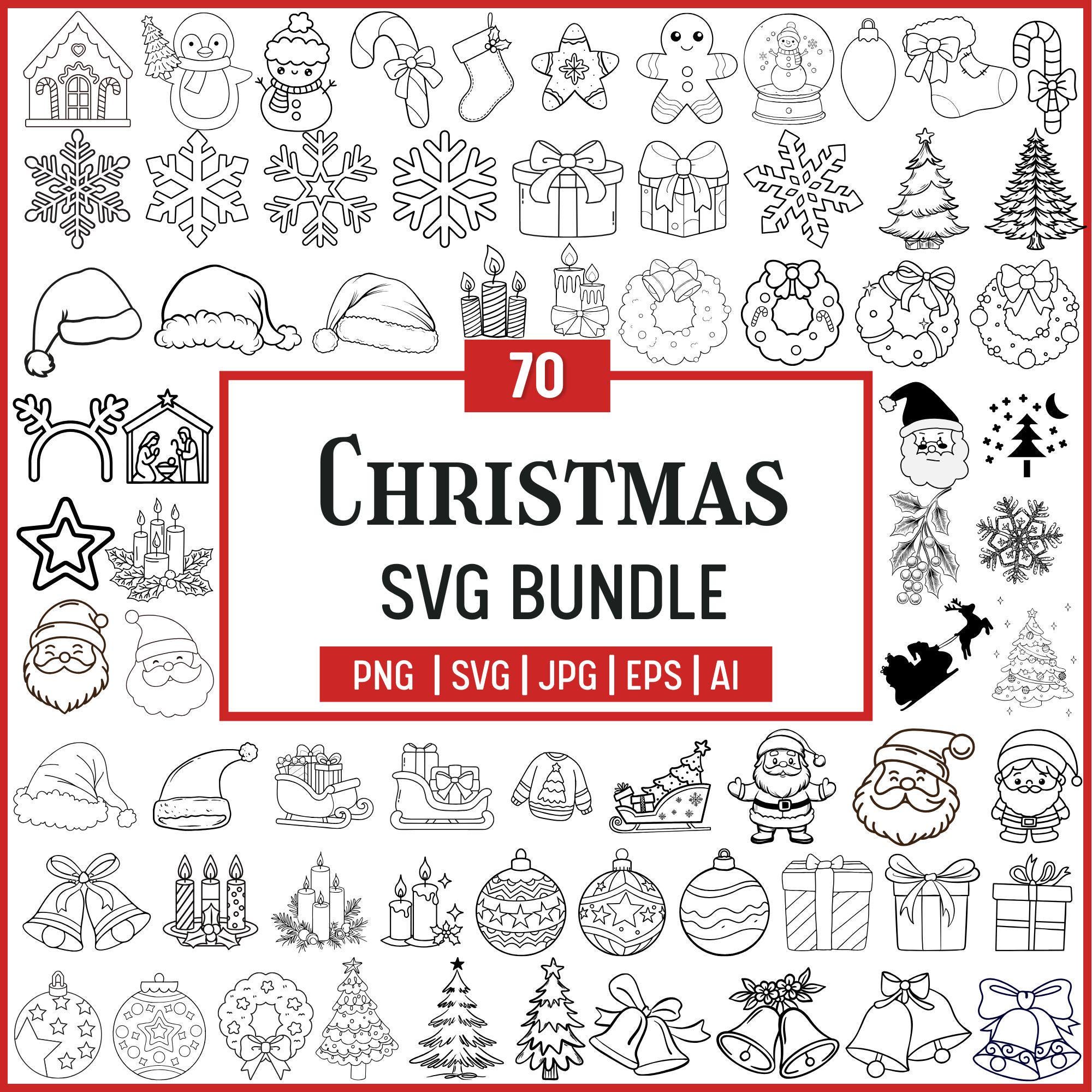 Christmas SVG Clipart Bundle: Cricut Cut Files, Commercial Use (digital ...