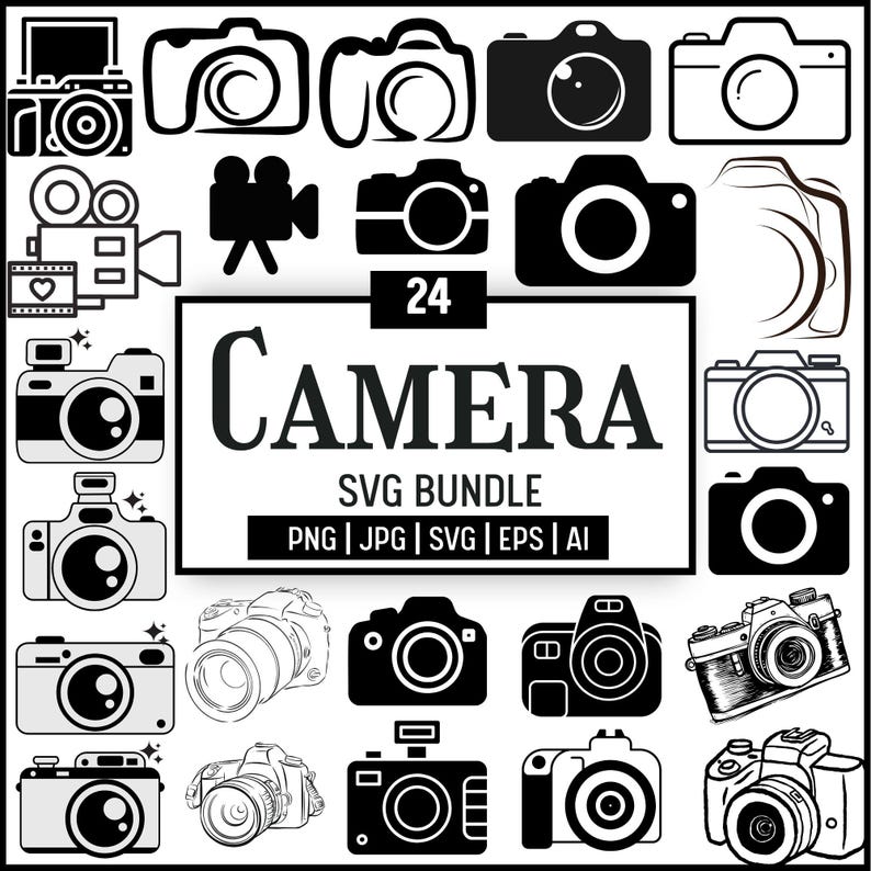 Camera SVG Bundle: Photography Clipart, Cricut Cut Files (digital ...