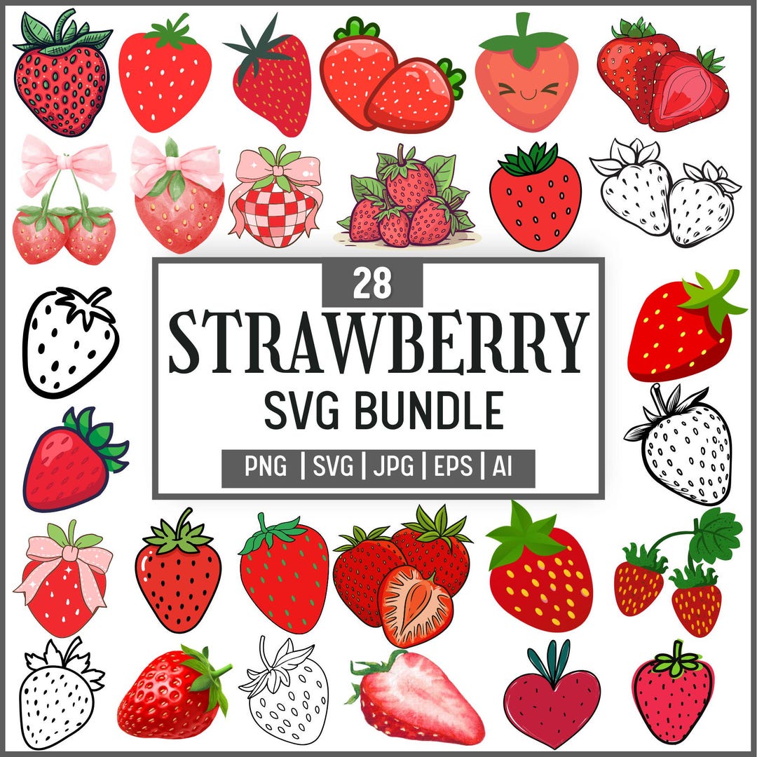 Strawberry SVG Bundle | Fruit Clipart, Rainbow Designs (digital ...