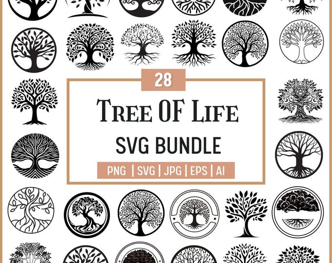 6 + 2 Familienbaum-Svg-Bundle, Baum des Lebens png, Baum Clipart ...