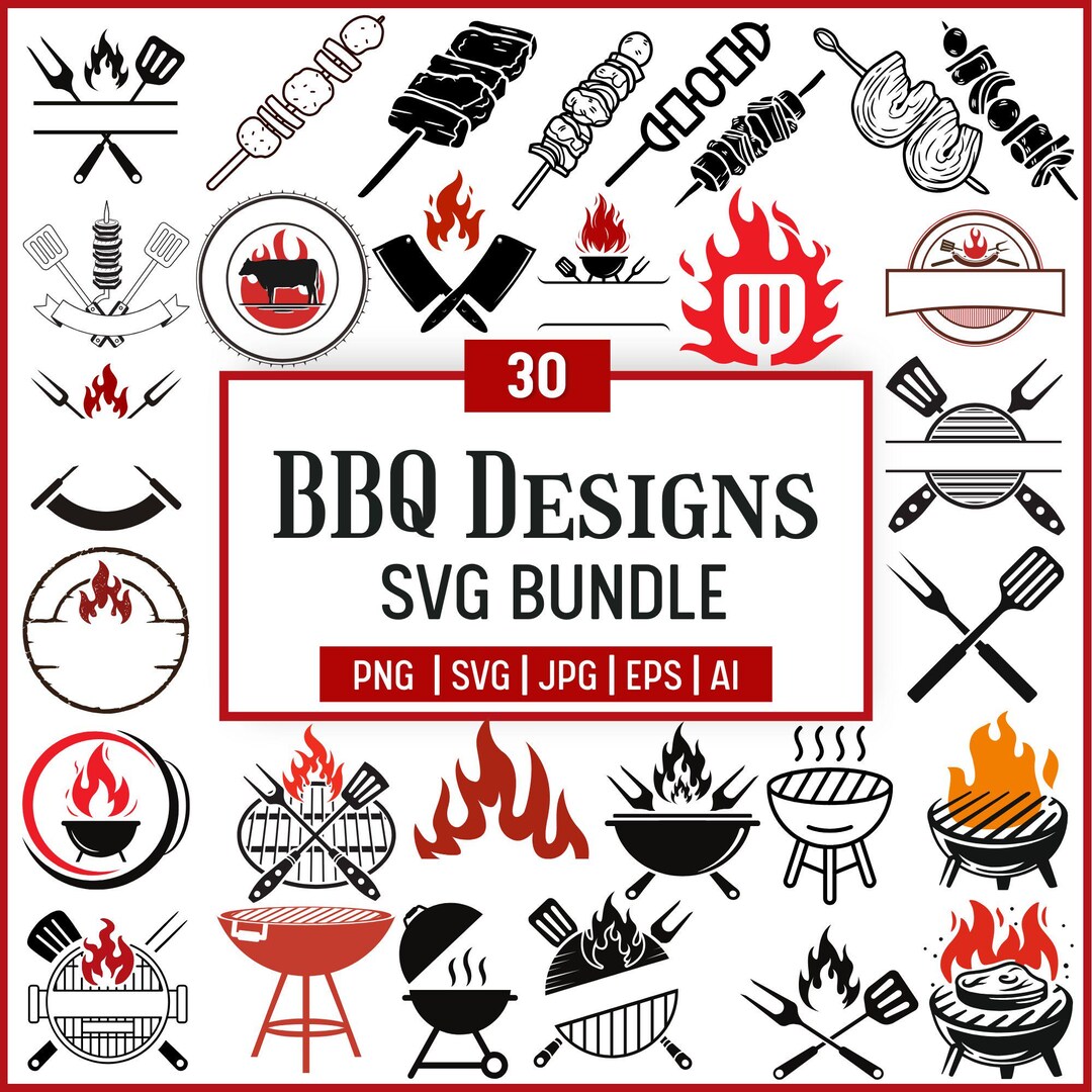 BBQ SVG Bundle: Grill, Spatula, Summer Barbecue Clipart (digital ...