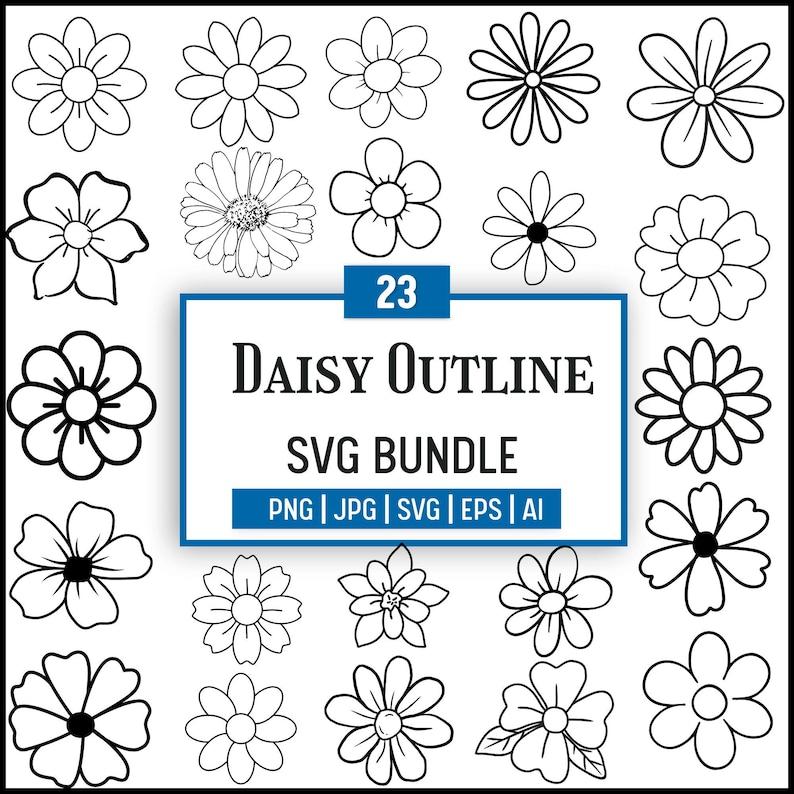 Daisy Outline SVG Bundle: Spring & Summer Designs (digital Download - Etsy