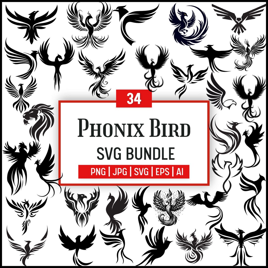 Phoenix SVG Cut Files: Vector Silhouette, Shirt Design (digital ...