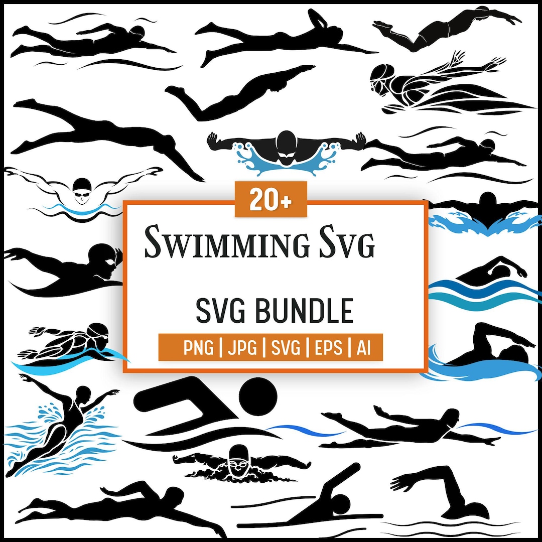 Swimming SVG Bundle: Swimmer Cut Files for Cricut & Silhouette (digital ...