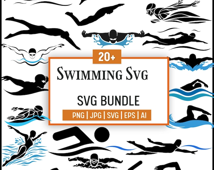 Swimming SVG Bundle, Swimming Dxf, Swimming Png, Swimming Vector ...