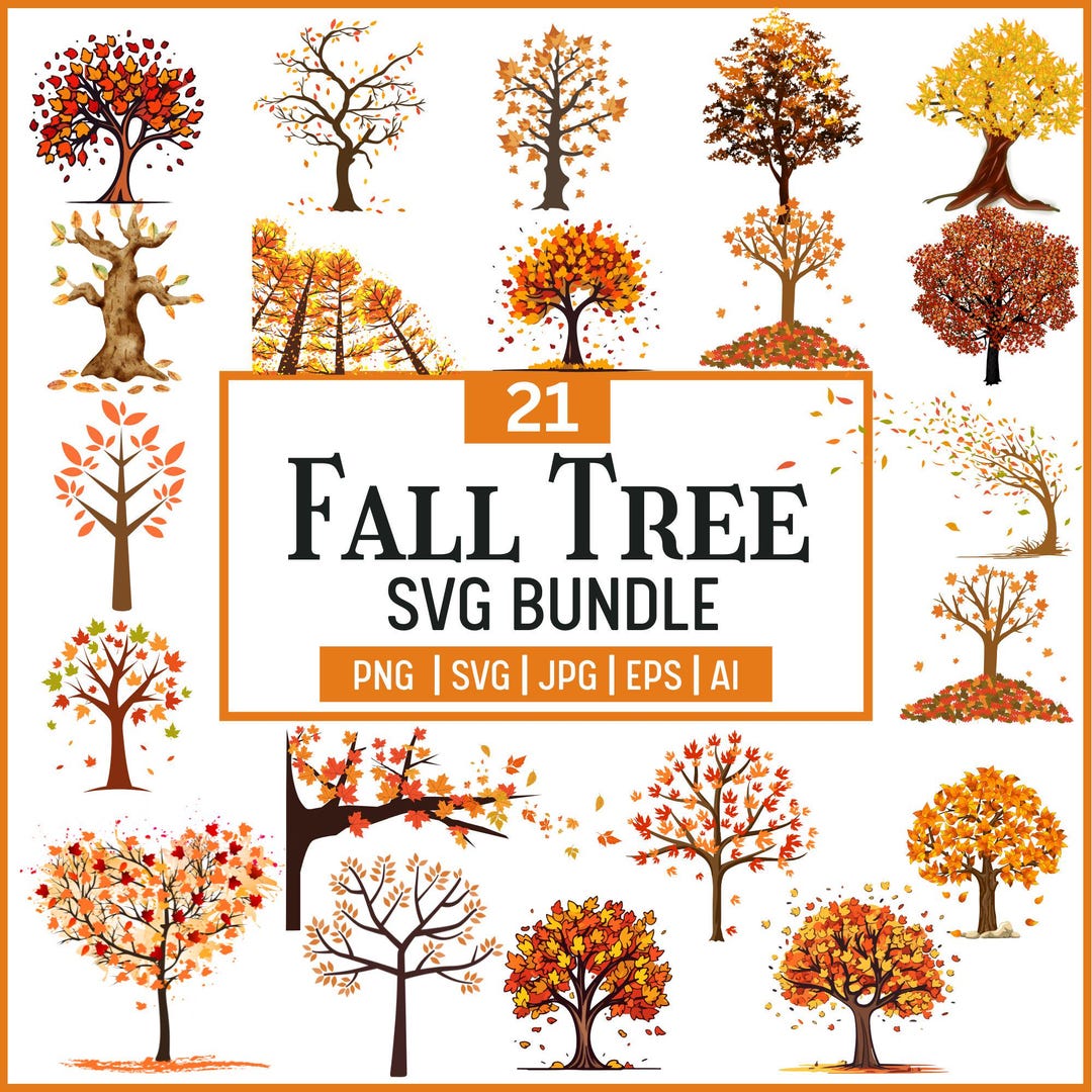 Fall Tree SVG Bundle: Autumn Leaves Clipart (digital Download) - Etsy