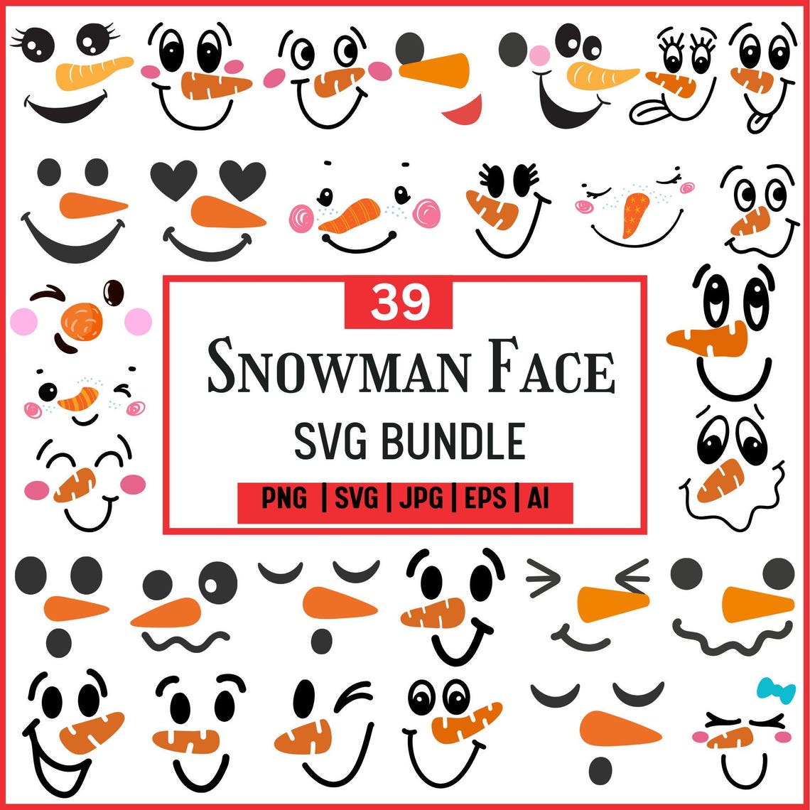 Snowman Faces SVG Bundle: Christmas Cricut Cut Files (digital Download ...