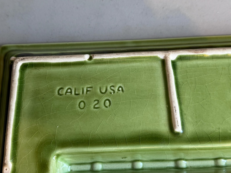 Mid-century Greek Key Green Ashtray • California Pottery MCM CALIF USA ...