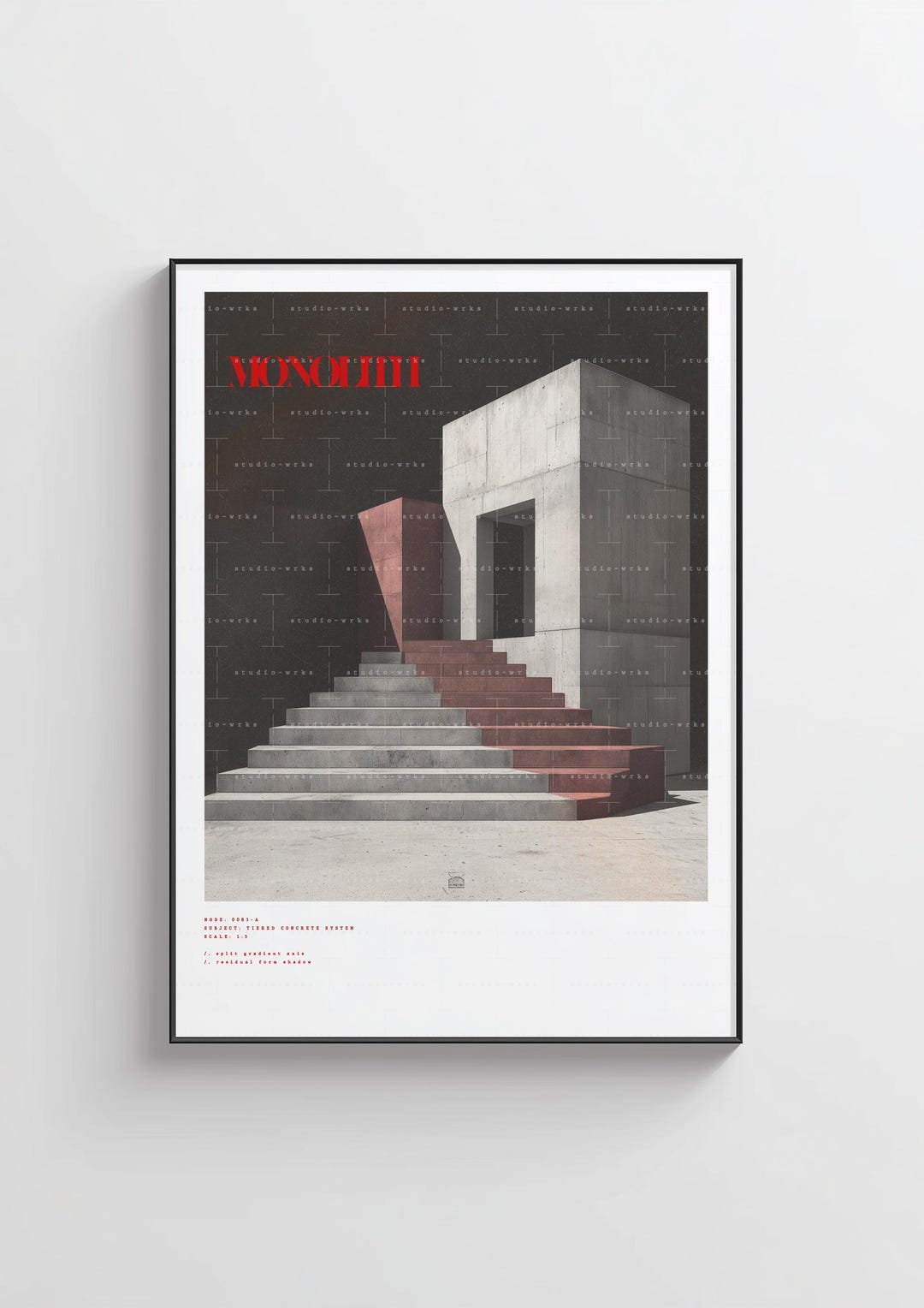MONOLITH – Architectural Digital Poster (PDF) | Brutalist Concrete Form & Stair Study | Studio ...
