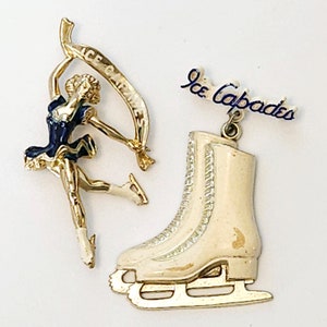 Vintage ICE CAPADES 1950s Enamel Skating Lady & Dangling Ice Skates ...