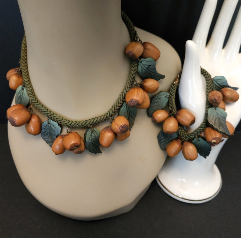 Antique Miriam Haskell Frank Hess Natural Hazel Nut Cluster , Wooden ...