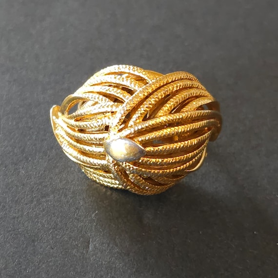 Vintage MONET Adjustable Openwork Domed Ring with Gol… - Gem