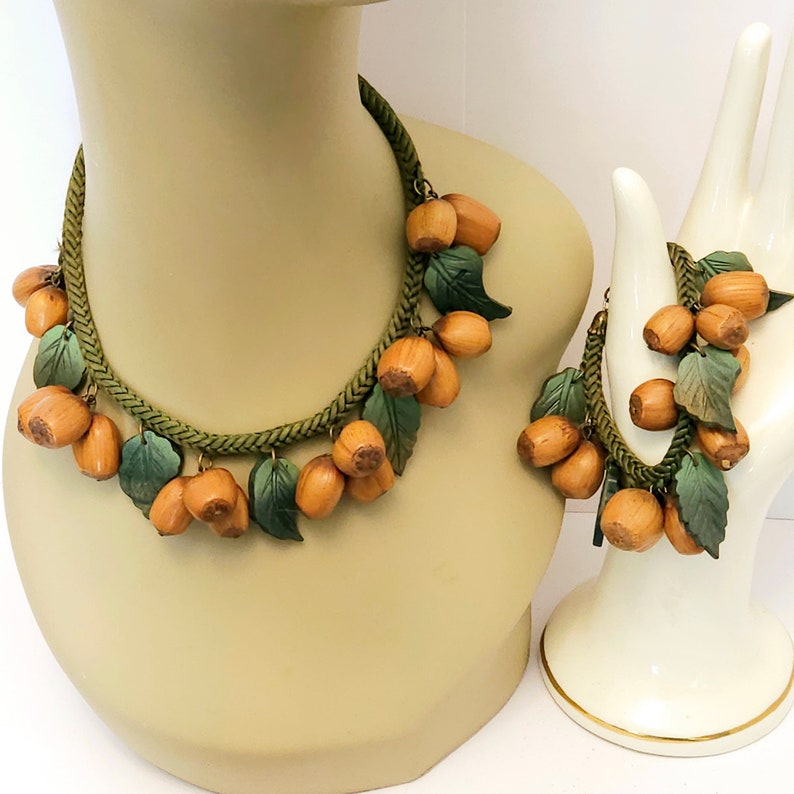 Antique Miriam Haskell Frank Hess Natural Hazel Nut Cluster , Wooden ...