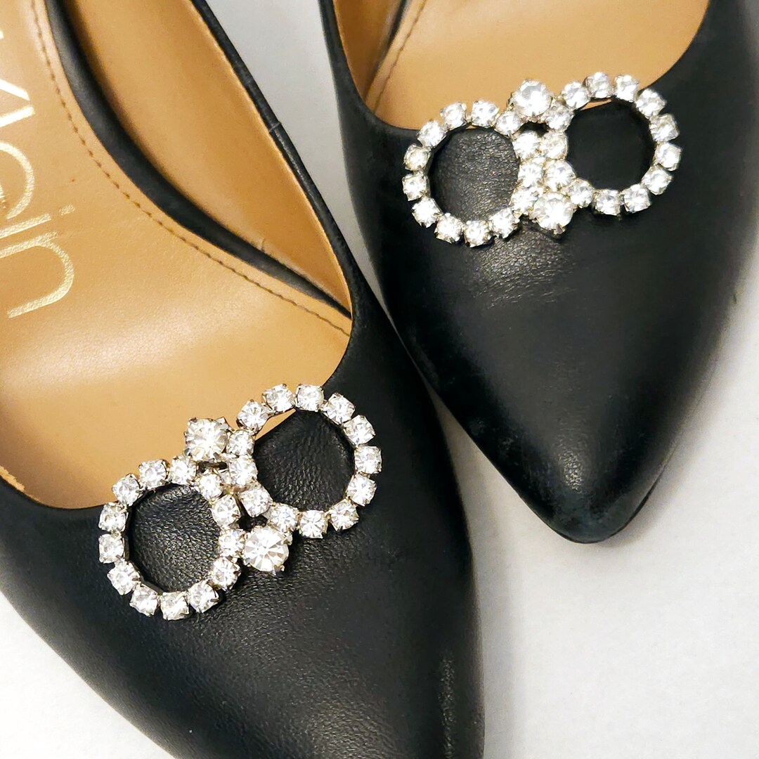 Vintage Clear Rhinestone Circle Shoe Clips Wedding Prom - Etsy