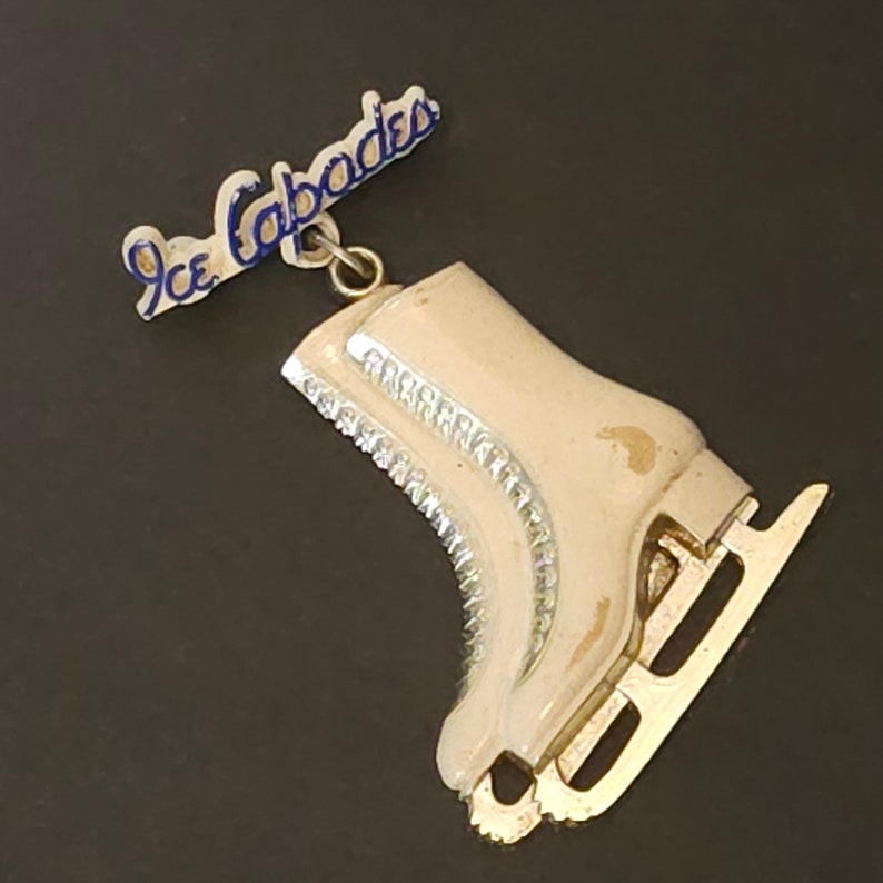 Vintage ICE CAPADES 1950s Enamel Skating Lady & Dangling Ice Skates ...