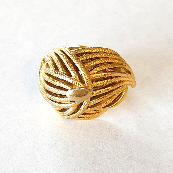 Vintage MONET Adjustable Openwork Domed Ring with Gol… - Gem