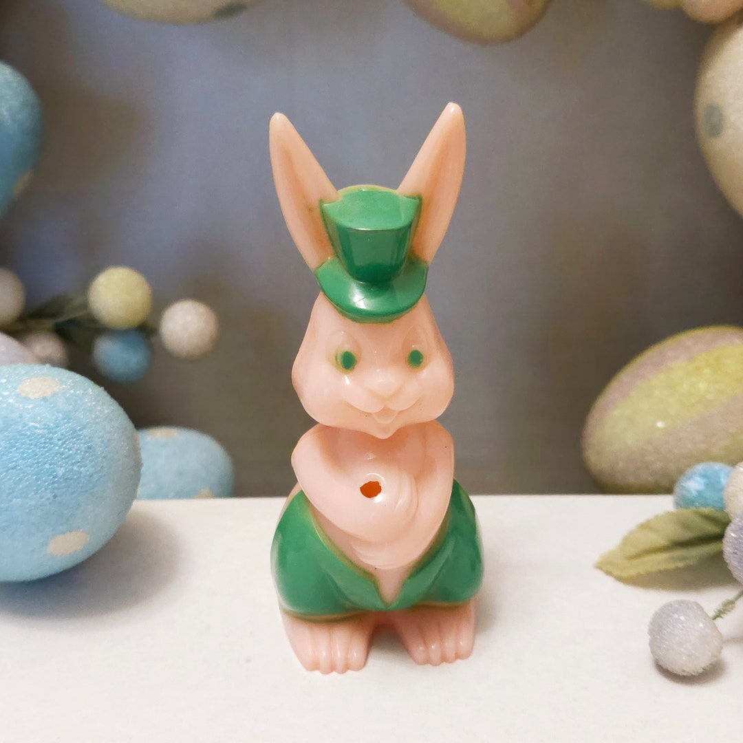 Vintage MCM ROSBRO ROSEN Hard Plastic Easter Bunny Toy & Candy Sucker ...