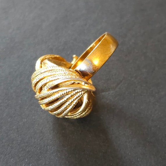 Vintage MONET Adjustable Openwork Domed Ring with Gol… - Gem